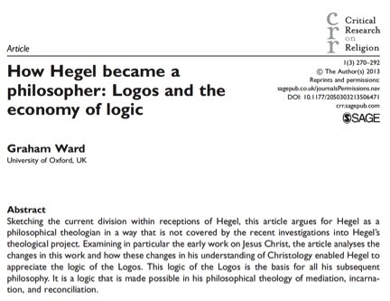 Graham Ward, “How Hegel Became a Philosopher” – The Center for Critical ...