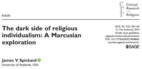 Jim Spickard, “The dark side of religious individualism: A Marcusian ...
